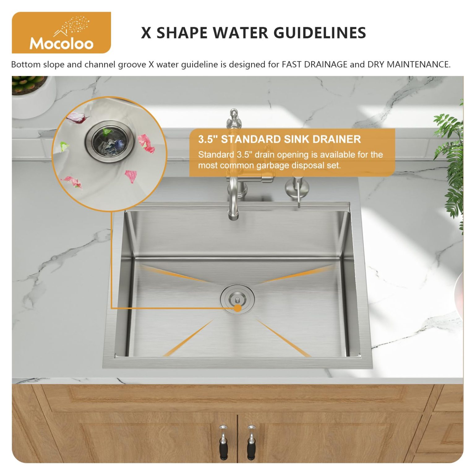 Mocoloo 25 Kitchen Sink Drop in Workstation 25 x 22 Inch Topmount ...