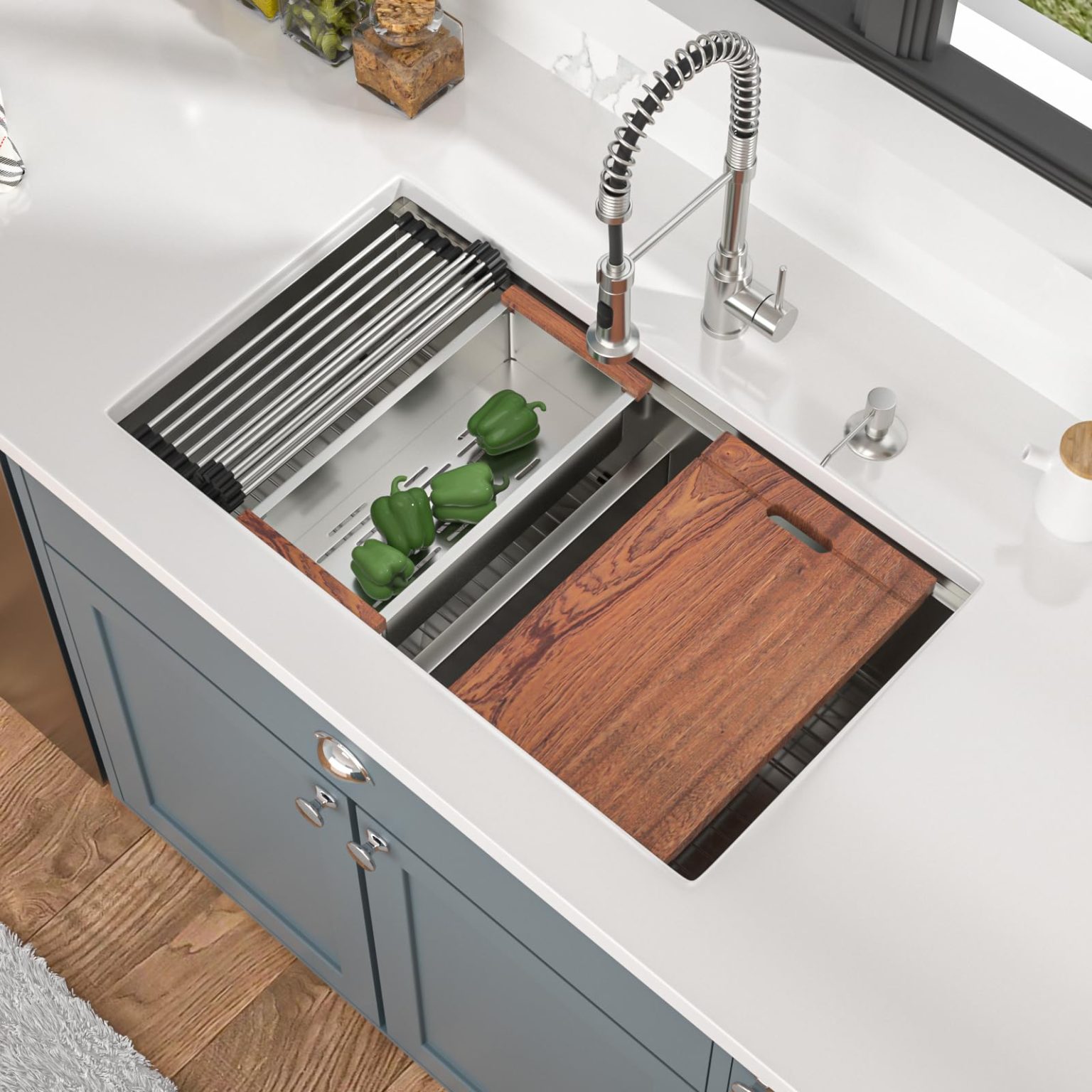 Mocoloo Double Bowl Undermount Kitchen Sink Workstation 33×19 Inch ...