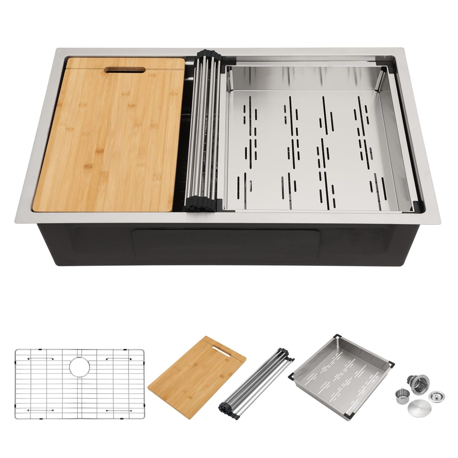 Mocoloo 33 Undermount Sink 33×19 SUS304 Stainless Steel Sink 16 Gauge ...