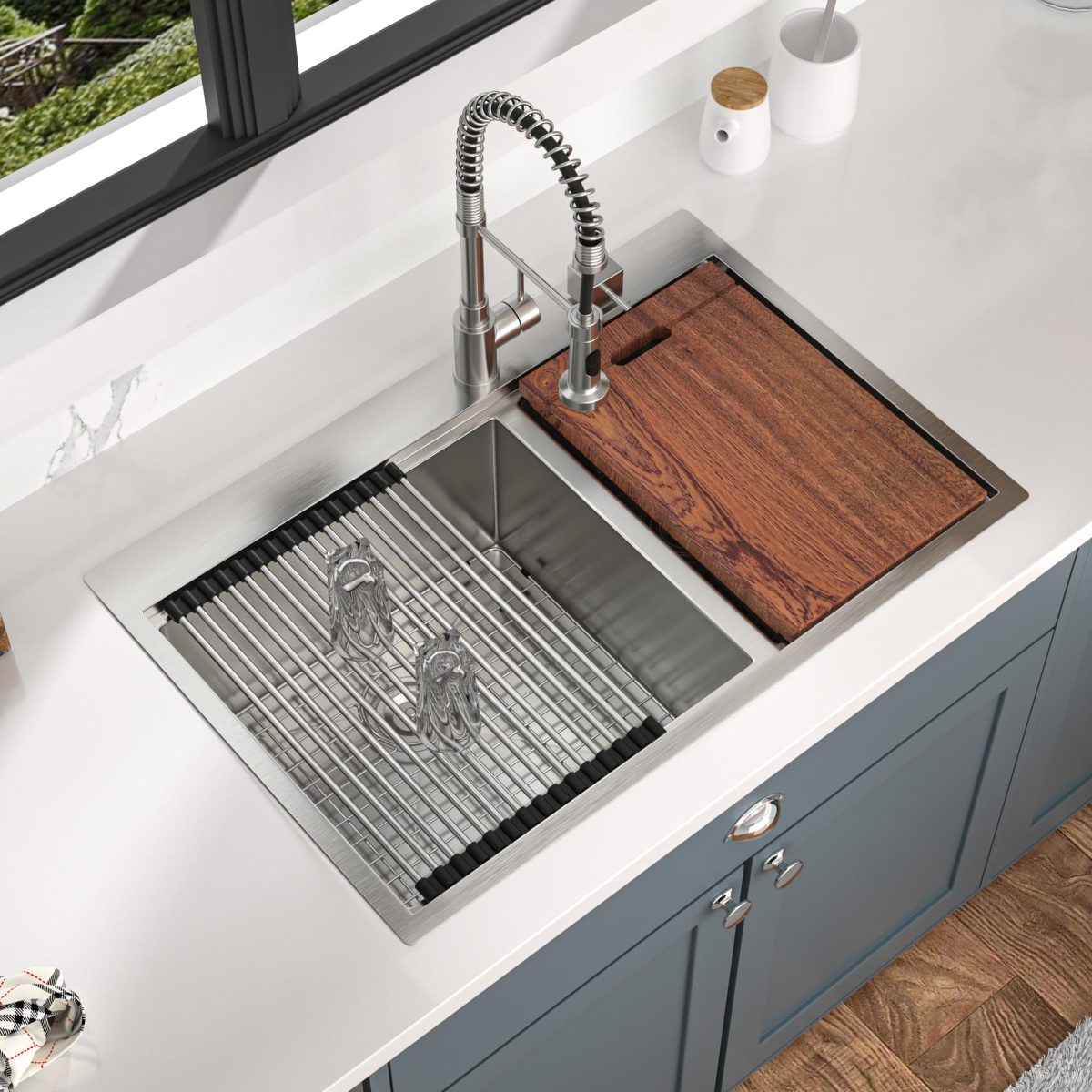 Mocoloo 33 Inch Drop In Kitchen Sink Double Bowl Workstation Kitchen ...